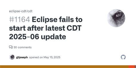 Eclipse Fails To Start After Latest Cdt 2025 06 Update · Issue 1164 · Eclipse Cdtcdt · Github