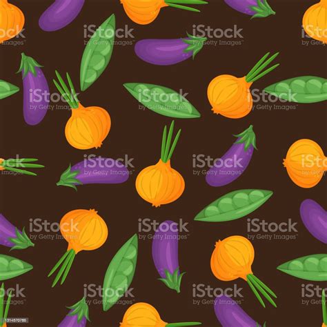 손으로 그린 다채로운 야채와 매끄러운 패턴 스케치 스타일 벡터 집합입니다 야채 플랫 아이콘 은 달걀란트 양파 완두콩을 설정합니다 벡터 일러스트레이션 가지 채소에 대한 스톡