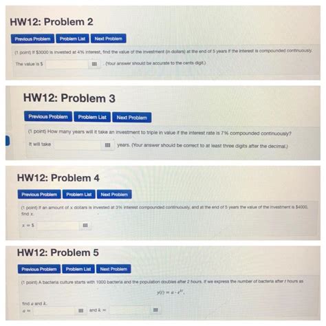 Solved Hw12 Problem 2 Previous Problem Probler List Next
