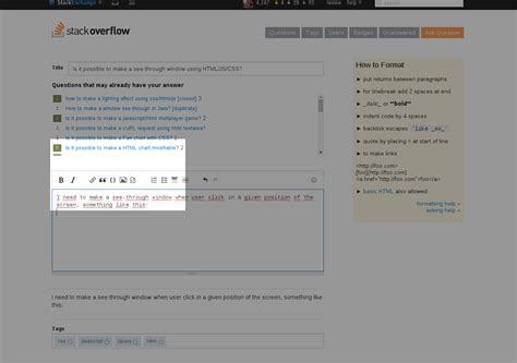 Javascript Is It Possible To Make A See Through Window Using Htmljscss Stack Overflow