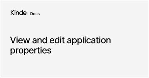 View And Edit Application Properties Kinde Docs