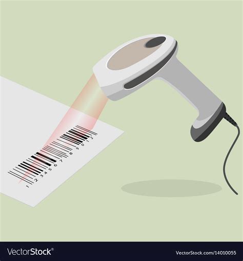 White Handheld Barcode Scanner Scanning Bar Code Vector Image