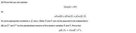 Solved A Prove That You Can Express Var AX BY As For Chegg