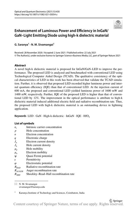 Enhancement Of Luminous Power And Efficiency In Inganganlight