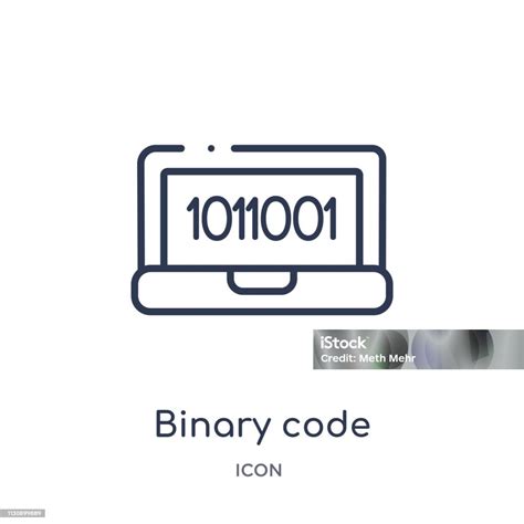 인공 지능 개요 컬렉션에서 선형 이진 코드 아이콘입니다 얇은 라인 이진 코드 벡터 흰색 배경에 고립입니다 이진 코드 유행 그림 0명에 대한 스톡 벡터 아트 및 기타 이미지