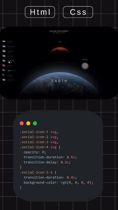 Earth Moon 🌚 Using Html Css Js Only 👇🚀shortvideo Coding