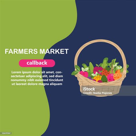 과일과 채소가 있는 Nfarmer 시장 포스터 신선한 채소와 천연 농장 유기농 무 또는 콜리플라워 와 브로콜리 양배추 호박