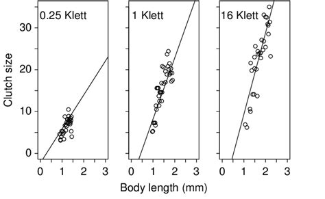 3 Regression Lines For Clutch Size Against Body Length Calculated By