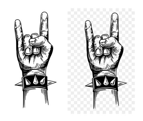 Premium Vector Rock And Roll Hand Gesture Sign Black Ink Sketch