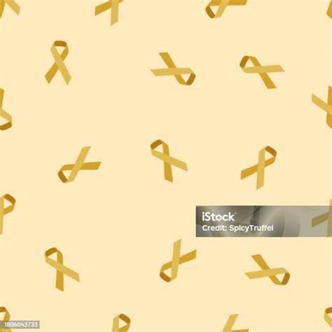 세계 소아암의 날 자선 패턴 생존과 도움 질병 인식의 상징으로 노란 리본 질병 진단 희망 또는 지원 황금 활 벡터 원활한 배경 9월에 대한 스톡 벡터 아트 및 기타 이미지