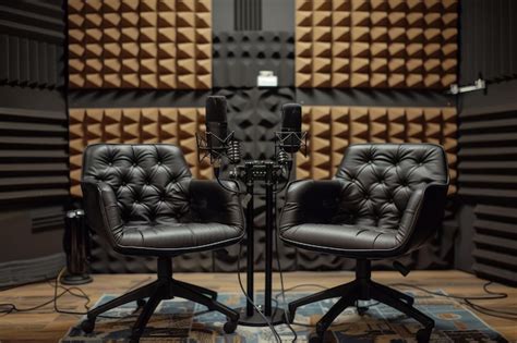 Premium Photo Chairs And Microphones Ready For Conversation