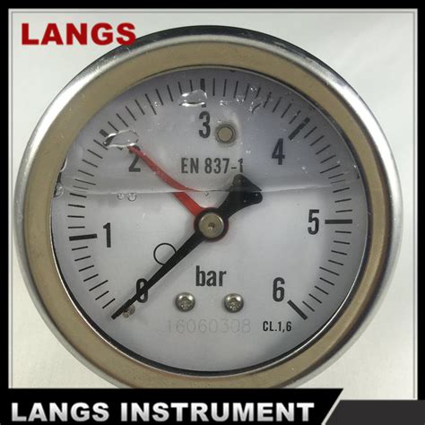 064 63mm Liquid Filled Double Needle Pressure Gauge With Red Warning