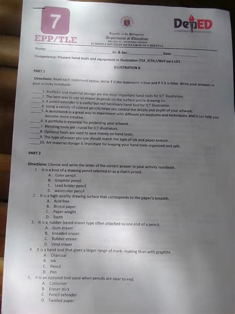 Part 1directions Read Each Statement Below Write T If The Statement Is True And F If It Is False