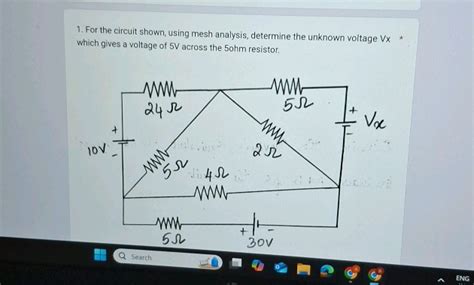 1 For The Circuit Shown Using Mesh Analysis StudyX