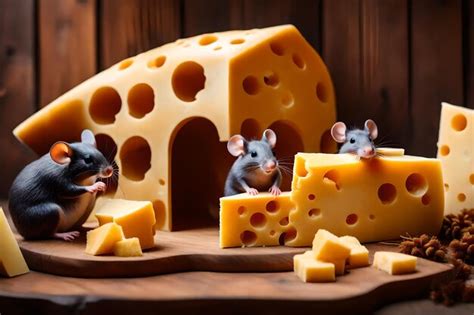 A Group Of Mice Are In A Box With Cheese And Cheese Premium Ai Generated Image