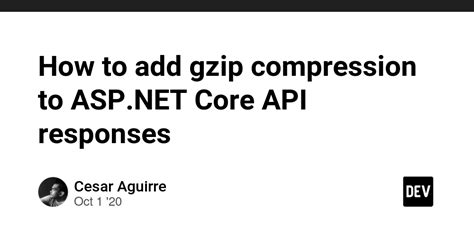 How To Add Gzip Compression To Aspnet Core Api Responses Dev Community