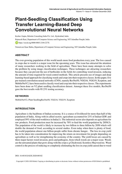 Pdf Plant Seedling Classification Using Transfer Learning Based Deep Convolutional Neural Networks