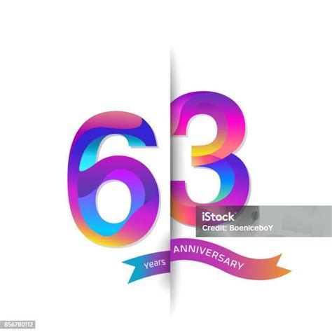 63 년 주년 다채로운 양식 번호입니다 안내 책자 전단지 포스터 웹 및 배너 디자인에 적용 가능 합니다 벡터 일러스트 레이 션 개성 개념에 대한 스톡 벡터 아트 및 기타