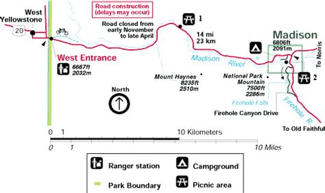 Yellowstone National Park West Yellowstone Entrance Map
