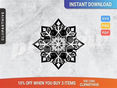 Snowflake Svg File Vector Design Cut Files For Cricut Silhouette And Laser Engraving