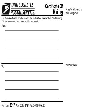Certificate Of Mailing Form Fill And Sign Printable Template Online