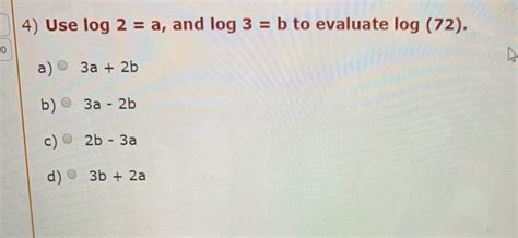 Solved 5 Write As A Single Logarithm Log 12 Log 3 A Chegg Com