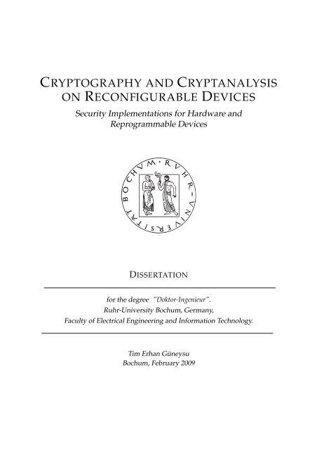 Cryptography And Cryptanalysis On Reconfigurable Devices Chair For
