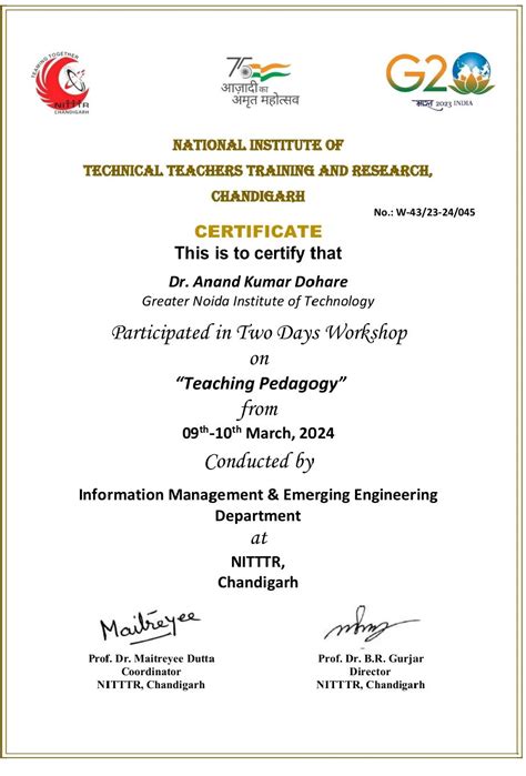 dr anand kumar dohare on linkedin thanks nitttr for organized valuable workshop