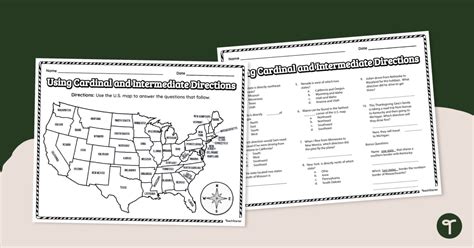 Using Cardinal And Intermediate Directions Worksheet Teach Starter