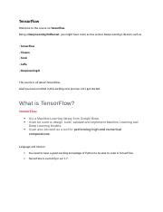 TensorFlow Docx TensorFlow Welcome To The Course On Tensorflow Being A Deep Learning