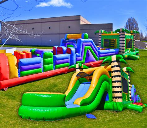 70ft Xtreme Beach Bounce And Slide Obstacle Madness Bounce House Boise