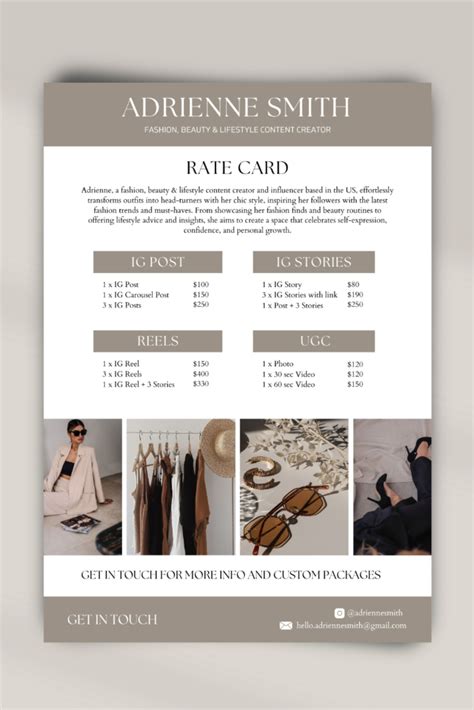 Content Creator Rate Card Template Editable Influencer Rate Card Canva Template Ugc Rate Sheet