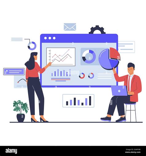 Business Team Analytics Concept Illustration Data Analysis And Statistics Vector Flat
