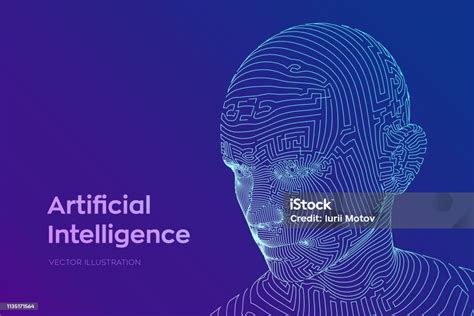 Ai 인공 지능 개념입니다 인공 지능 디지털 브레인 추상적인 디지털 인간의 얼굴입니다 로봇 디지털 컴퓨터 해석의 인간 머리 로봇 공학 개념입니다 와이어 프레임 헤드 개념