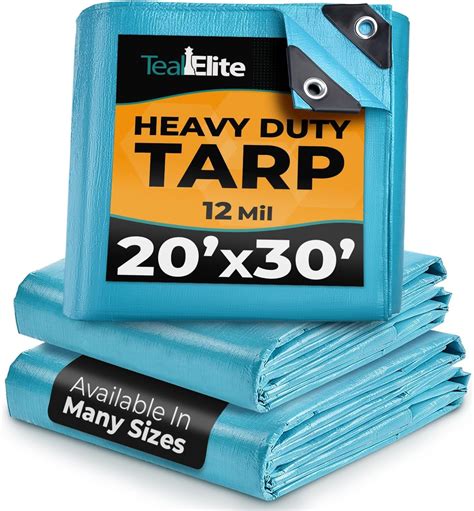 Tarps Heavy Duty Waterproof 20x30 12 Mil Thick Camping Tent Blue Tarp