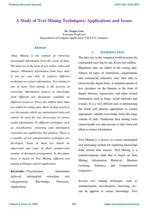 Pdf A Study Of Text Mining Techniques Applications And Issues