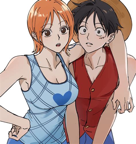 Nami And Monkey D Luffy One Piece Drawn By S Danbooru