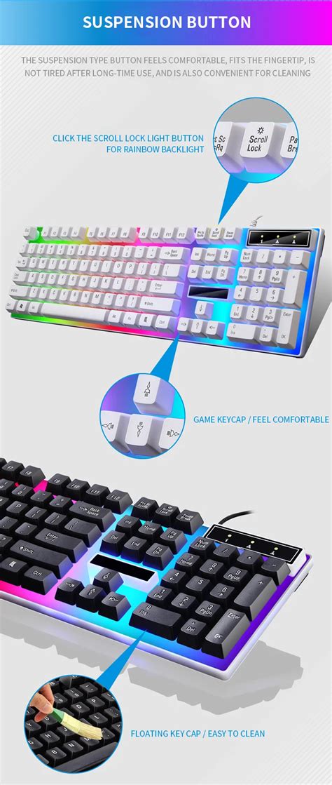 original factory 200 different types keyboard g21b led light gaming keyboard and mouse combos