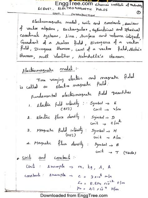 Ec3452 Electromagnetic Fields Lecture Notes 1 Pdf