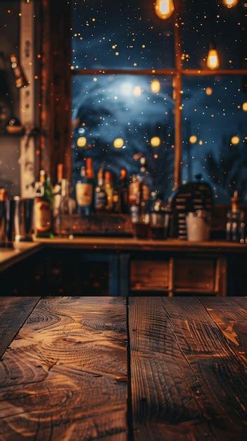 Premium Photo Wooden Table With Blurry Background