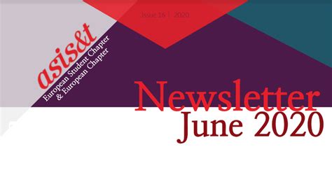 Newsletter June 2020 Issue 16 Association For Information Science And Technology Asisandt