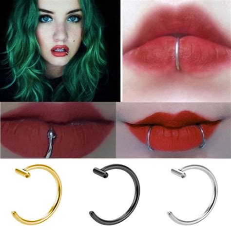 10mm Lips Rings Stainless Steel Nose Clip Septum Piercing Clip On Mouth Ring Lip Fake Piercing