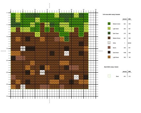 Minecraft Blocks Cross Stitch Pattern Series Part 3 Earth Block