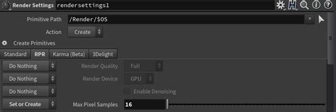 Render Settings AMD Radeon ProRender