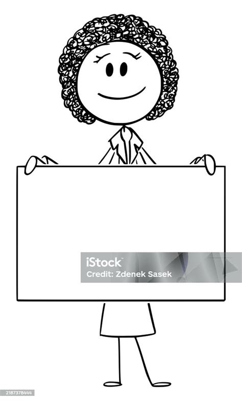 아프리카 민족 또는 흑인 여자 들고 빈 기호 벡터 만화 스틱 그림 일러스트 가공의 인물에 대한 스톡 벡터 아트 및 기타 이미지 가공의 인물 광고 교습 Istock