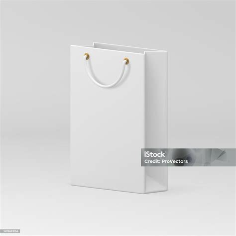 종이 쇼핑백 3d 흰색 패키지 구매 상품 운반 현실적인 벡터 그림 3차원 형태에 대한 스톡 벡터 아트 및 기타 이미지 3차원 형태 가방 공란 Istock