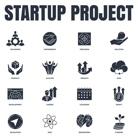 Set Of Startup Project Icon Logo Vector Illustration Development Pack