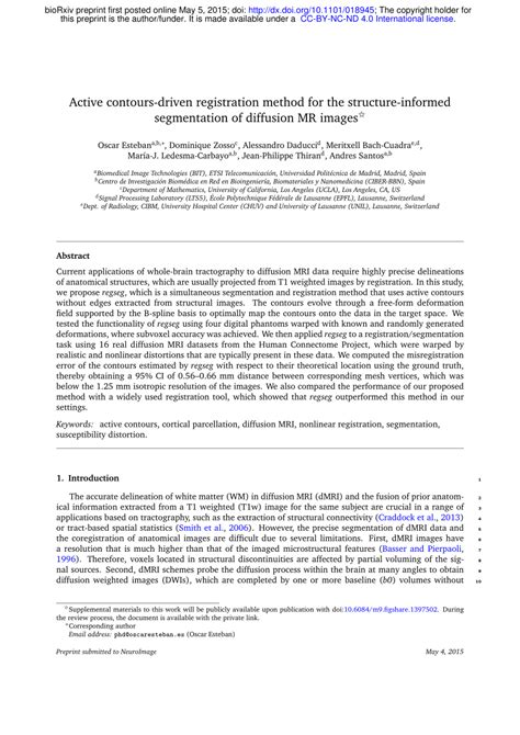 Pdf Active Contours Driven Registration Method For The Structure Informed Segmentation Of