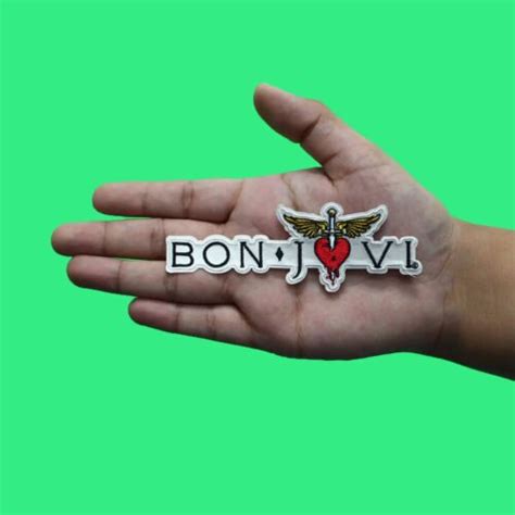 Bon Jovi Logo Patch Daggered Heart Rock Embroidered Iron On Ebay