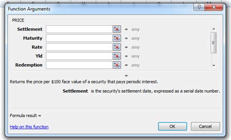 Excel Price Function Calculate Bond Price